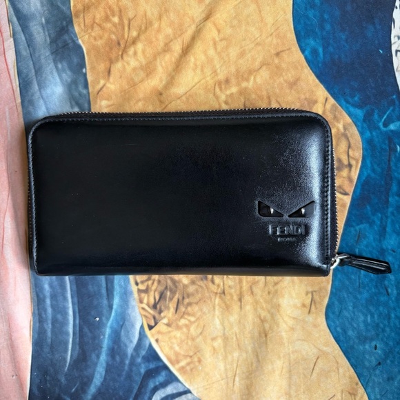 Fendi | Bags | Fendi Monster Eyes Black Continental Wallet Authentic ...